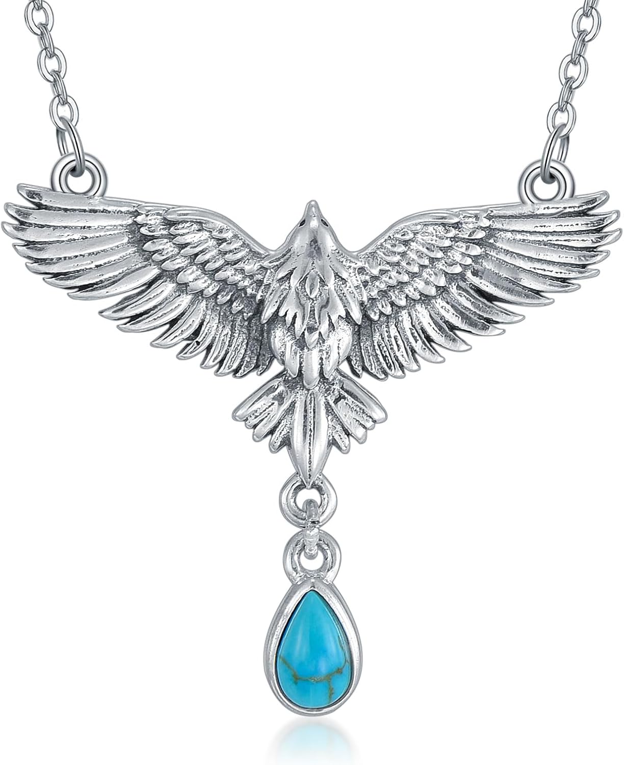 Amazon.com: BETHZA Genuine Turquoise Eagle Necklace for Women Men 925 ...
