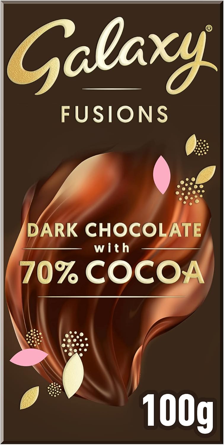 Galaxy Fusions Dark Chocolate 70% Cocoa Bar, 100 g : Amazon.co.uk: Grocery