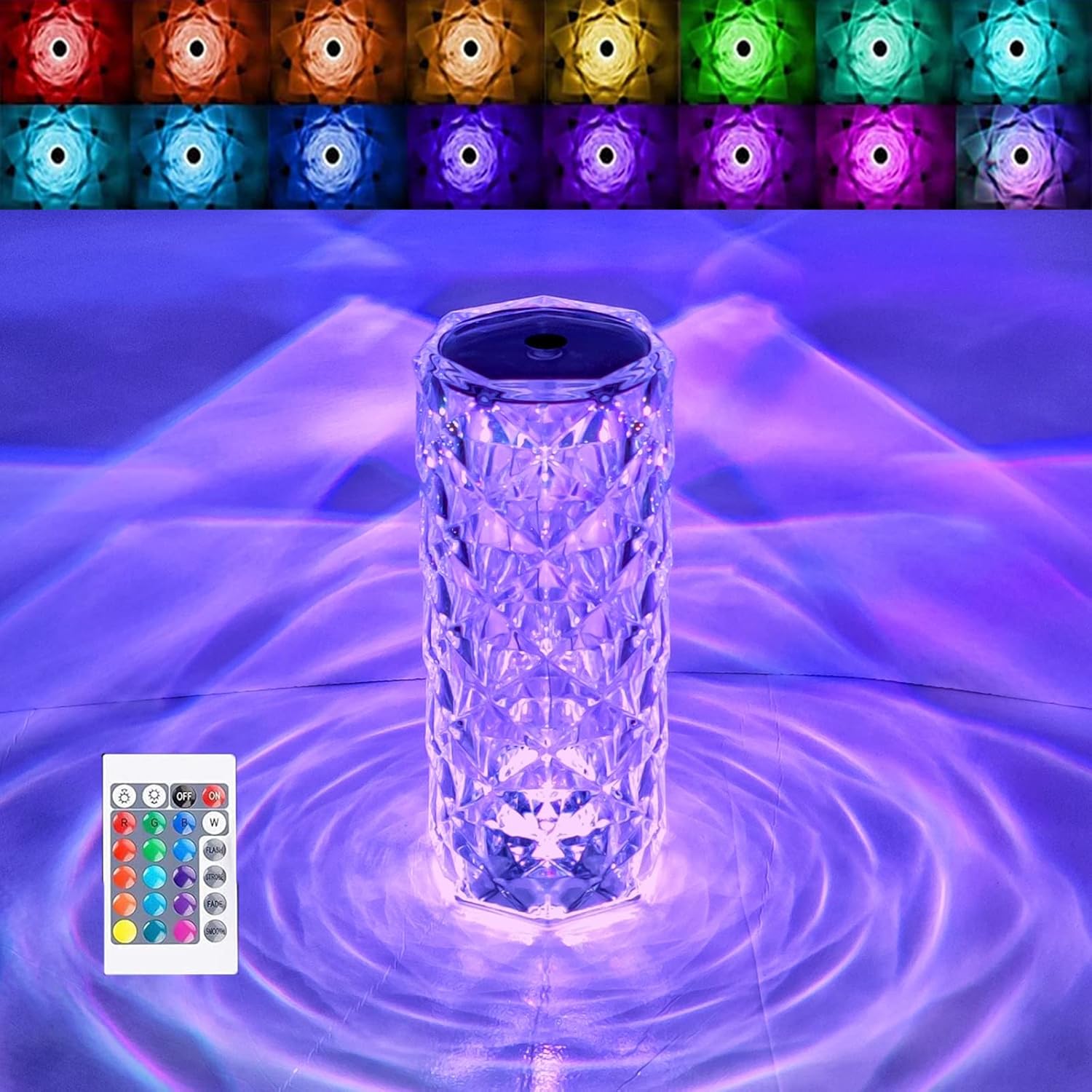 Neioaas Crystal Diamond Table Lamp，Touch Control Rose Crystal Table ...