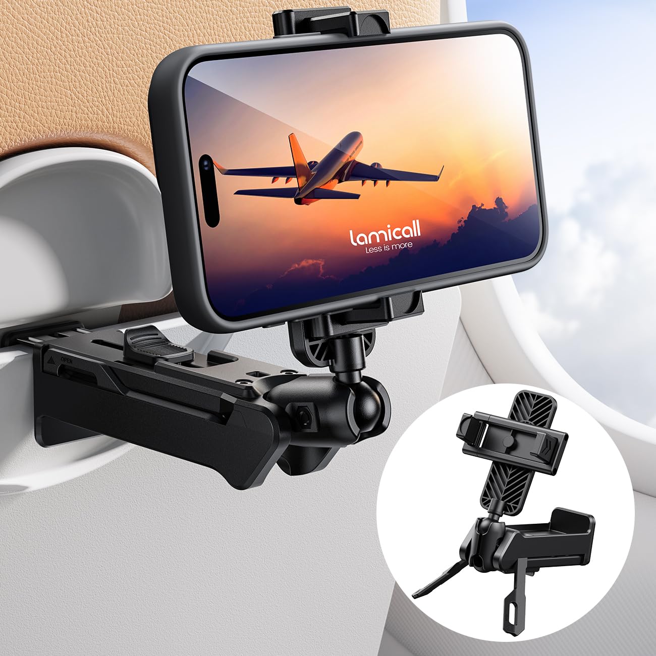 Lamicall Airplane Phone Holder for Travel - [Upgrade Wide Clip] 360 ...