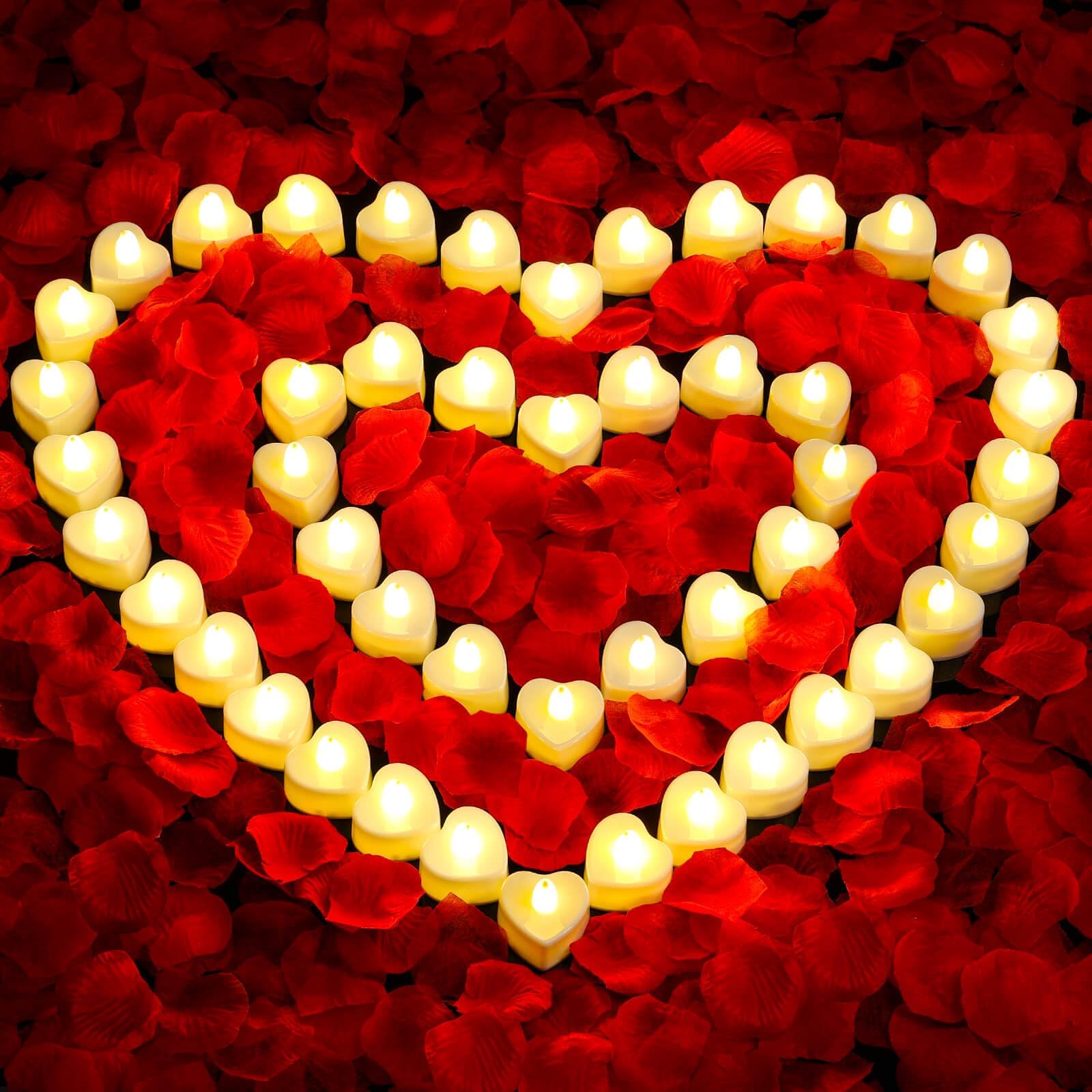 Amazon.com: Audab Rose Petals and Candles Set for Romantic Decorations ...