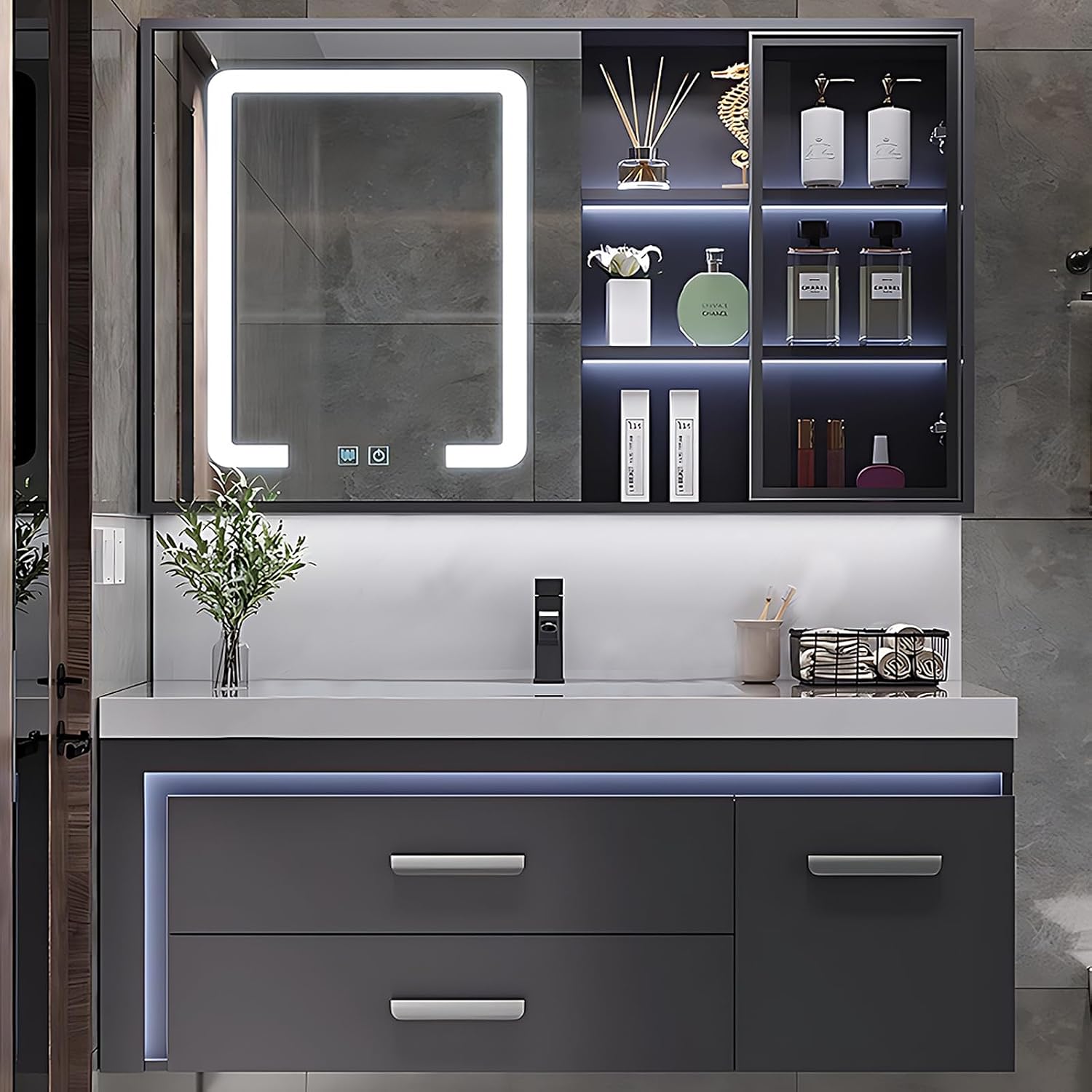Amazon.com: High QLO Bathroom Vanity with Sink - Floating Bathroom ...