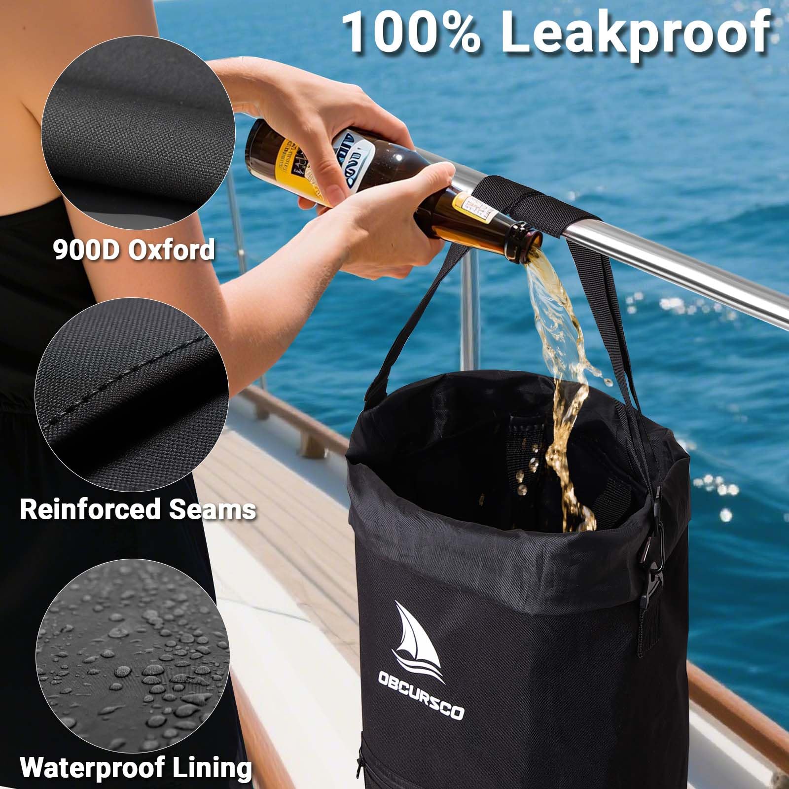 Snapklik.com : Boat Trash Can,100% Leakproof 900D Portable Garbage Bag ...