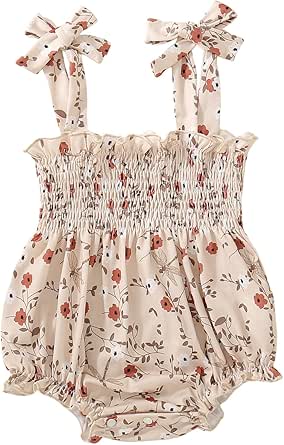 Amazon.com: Summer One Piece Outfits Infant Baby Girl Romper Bodysuit Sleeveless Ruffle Halter ...