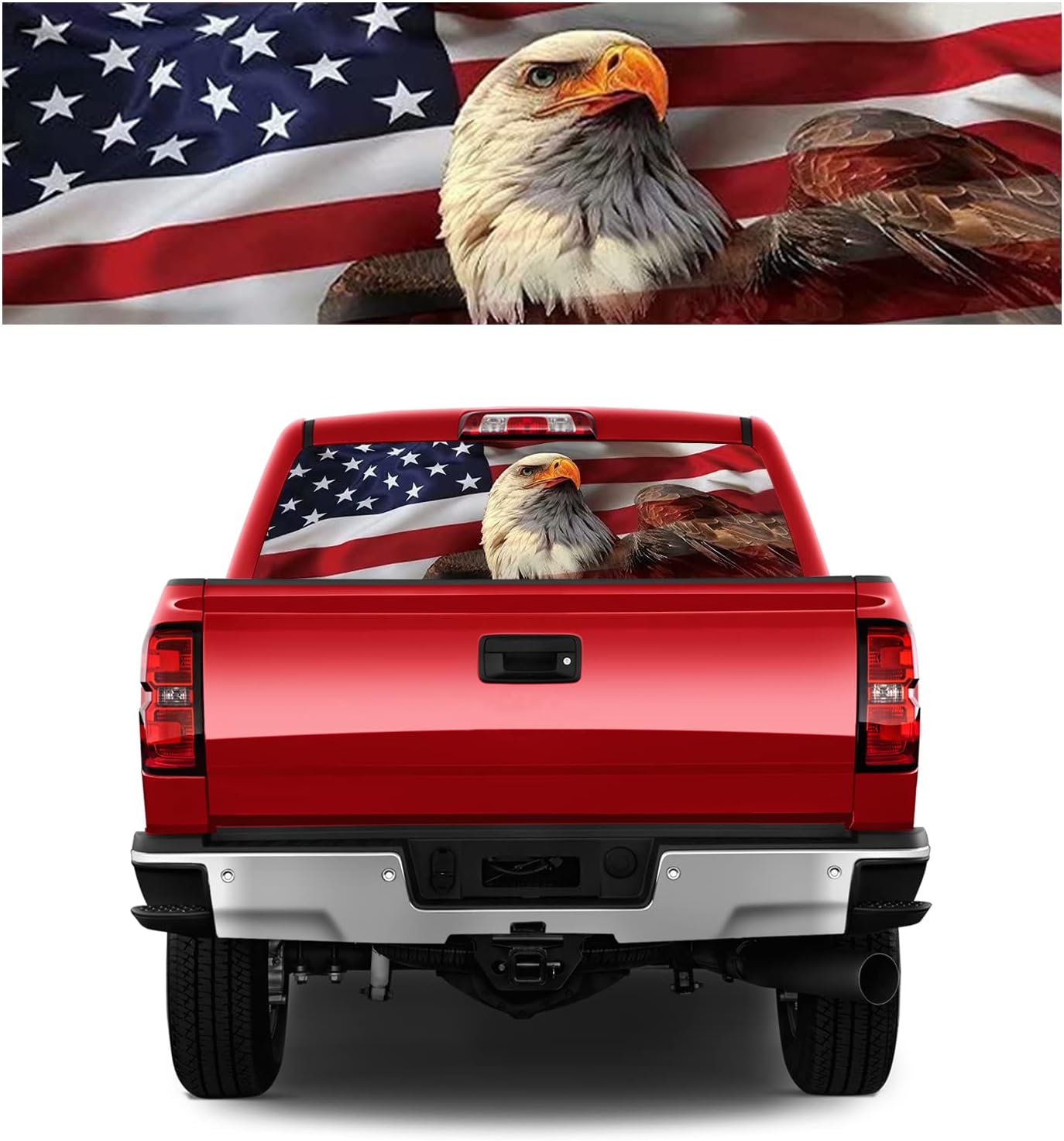 Amazon.com - LynsaTac 65x22 in American Flag Eagle Decals for Trucks ...