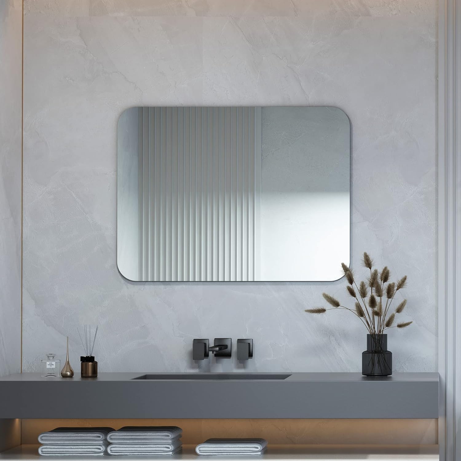 Amazon.com: Frameless Mirror, Wall Mounted Bathroom Mirror, 30" x 39 ...