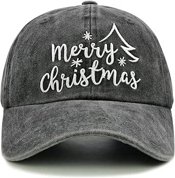 Qoyupuza Merry Christmas Baseball Cap for Women & Men, Adjustable Santa ...