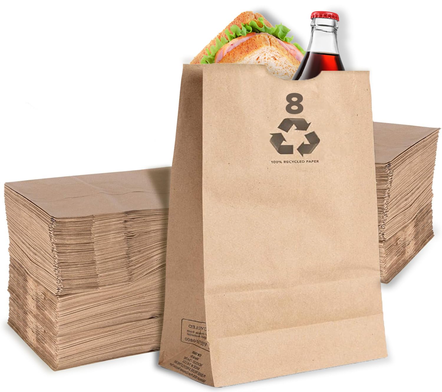 Amazon.com: 8 Lb Kraft Brown Paper Lunch Bags (50 Count) - Bulk ...
