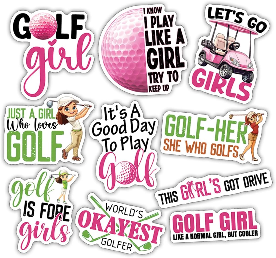 Amazon.com: 10pcs Golf Girl Sticker Sheet, Cute and Sporty Vinyl Decals ...