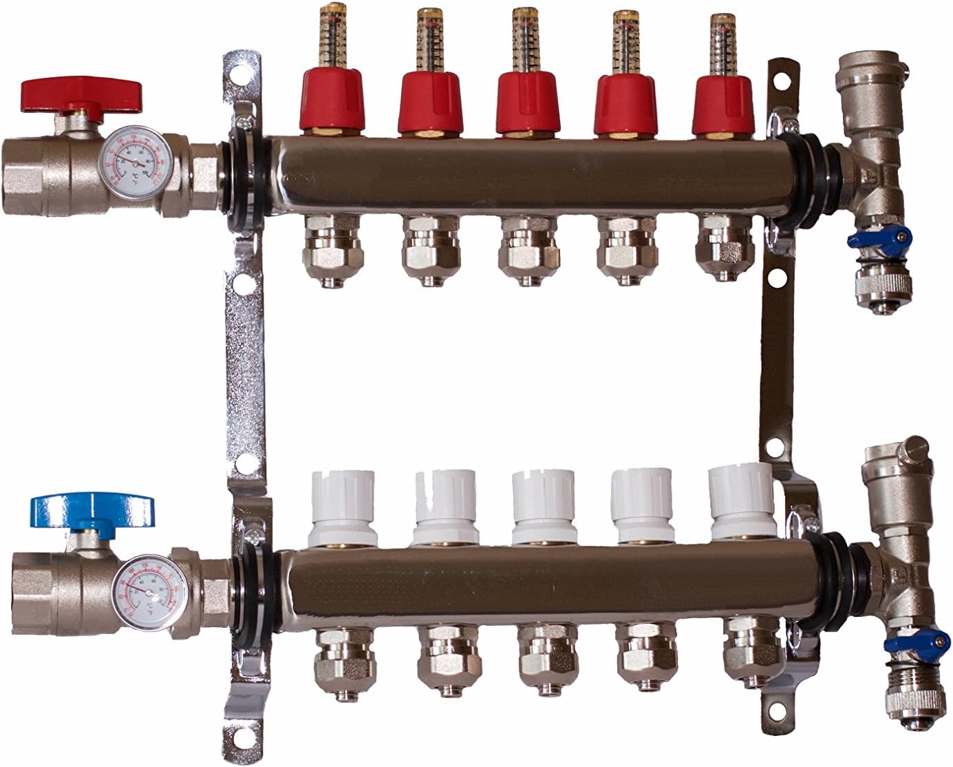 5 Loop PEX Plumbing Manifold - 1" 304 Stainless Steel Radiant Floor ...