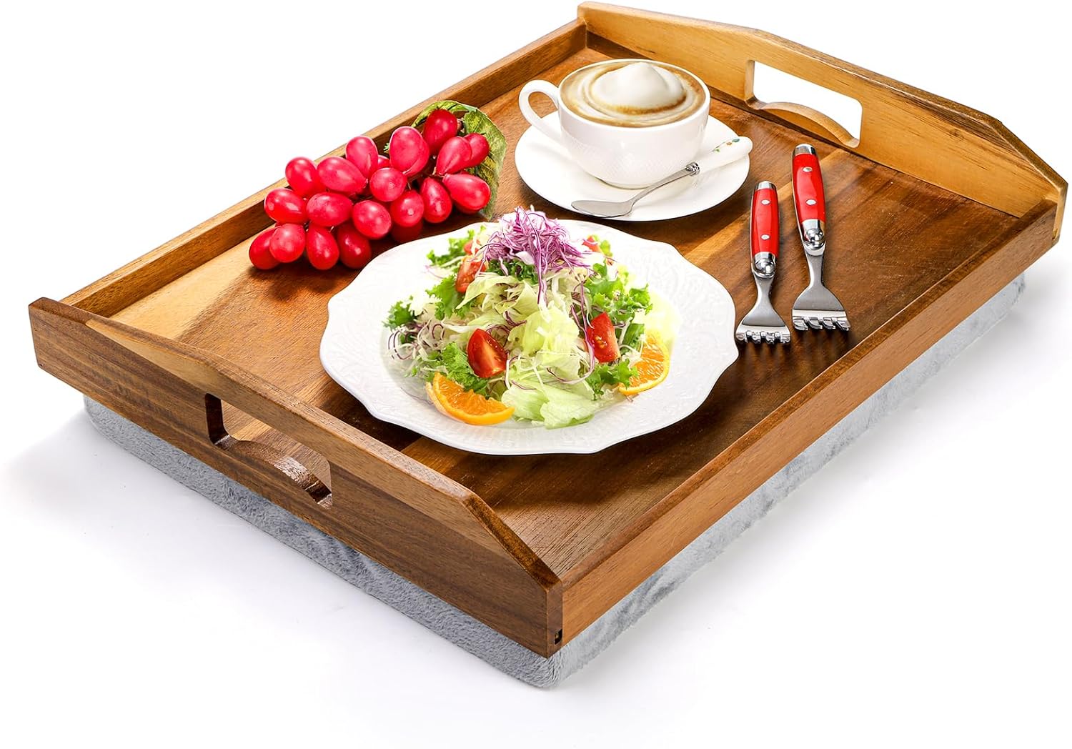 Amazon.com - Cedilis Acacia Wood Lap Tray with Detachable Pillow, 16.9 ...