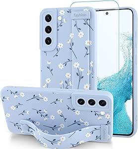 Amazon.com: ZIYE for Samsung Galaxy S22 Case with Wrist Strap Stand + Screen Protector, Cute ...