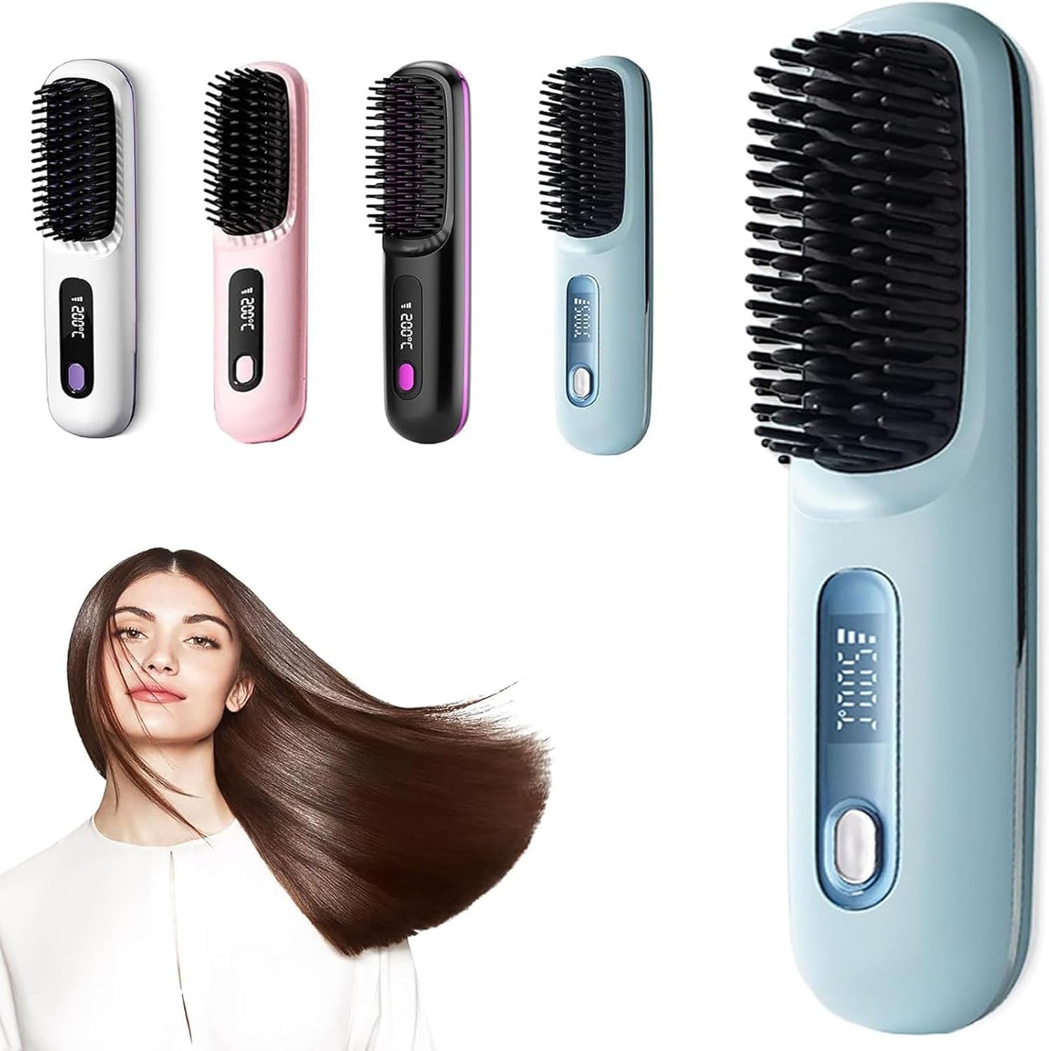 Go Brush Pro, Portable Straightener Brush - Gobrush Pro, Rechargeable Cordless Mini Hair ...