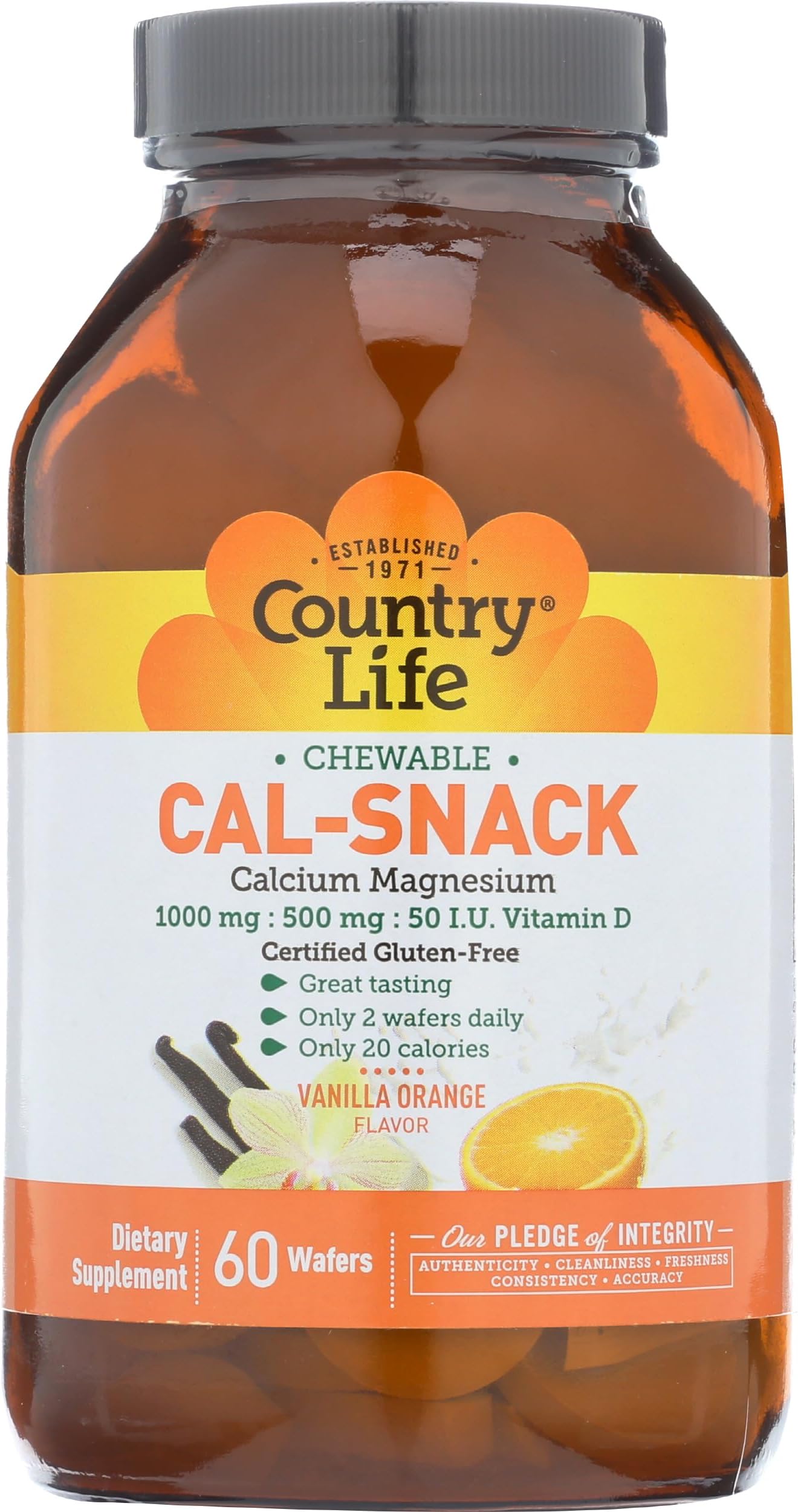 Amazon.com : Country Life Cal-Snack, Chewable Calcium, Magnesium with ...