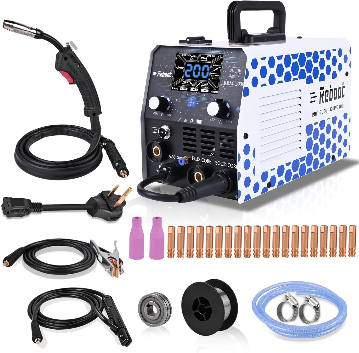 Reboot 200Amp MIG Welder 120V 240V 5 in 1 Welding Machine with Mig ...