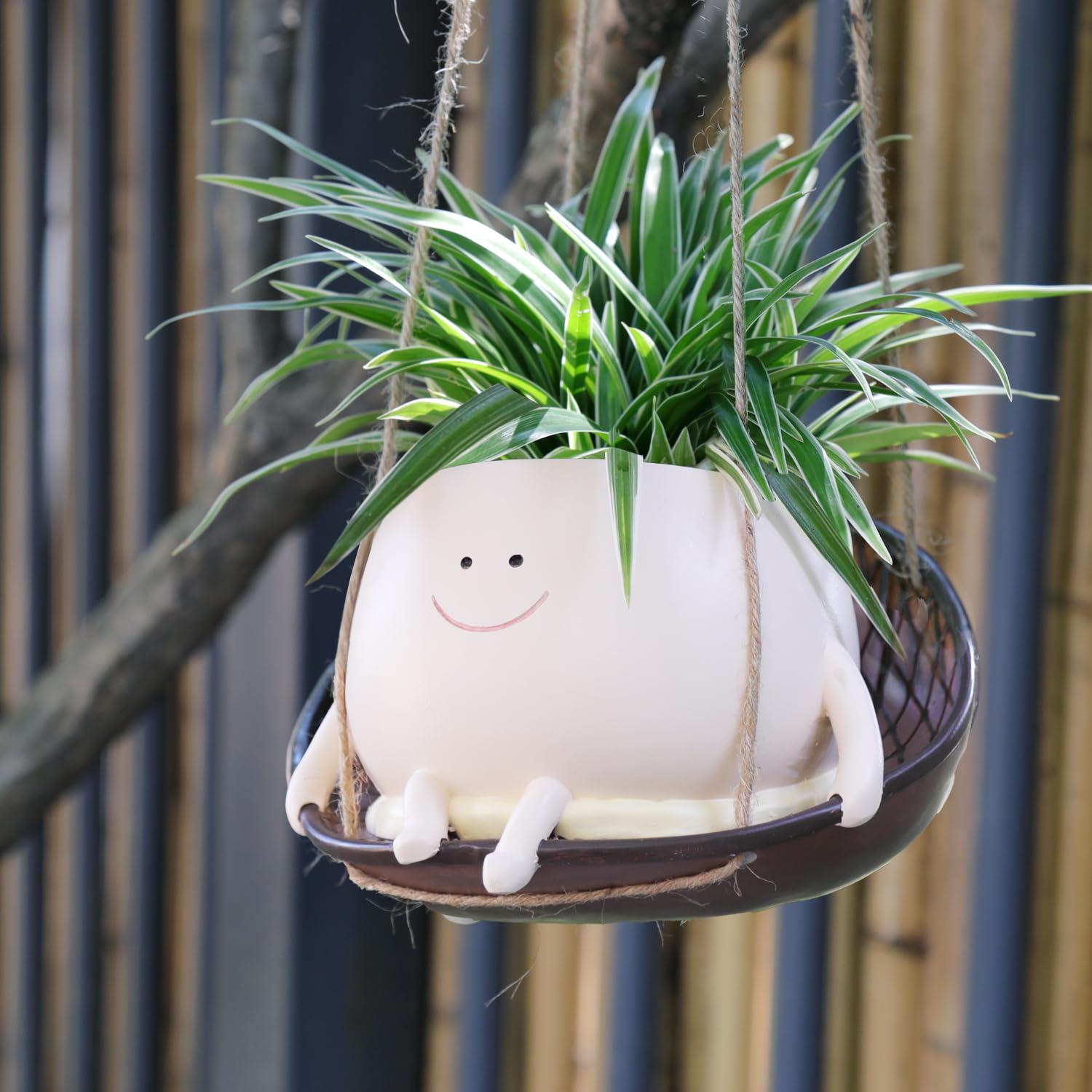 Amazon.com: UMESONG Hanging Swing Chair Planter Pot Smiley Face Planter ...
