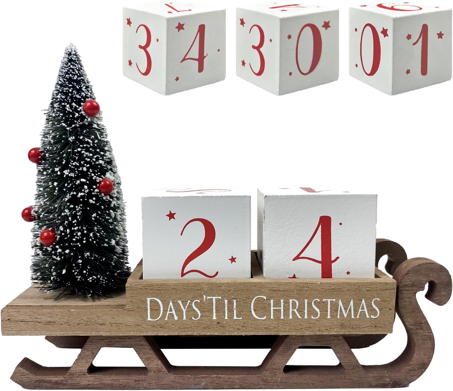 Amazon.com: HOMirable Christmas Countdown Blocks Santa Sleigh Advent ...