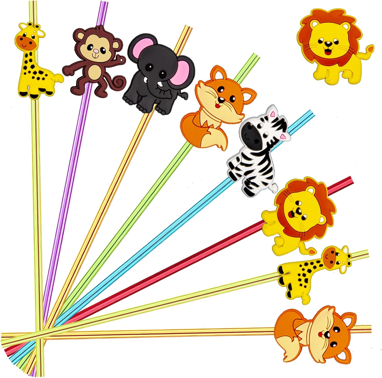 Amazon.com: 24pcs Reusable Forest Animals Crazy Straws, Drink Cocktail ...