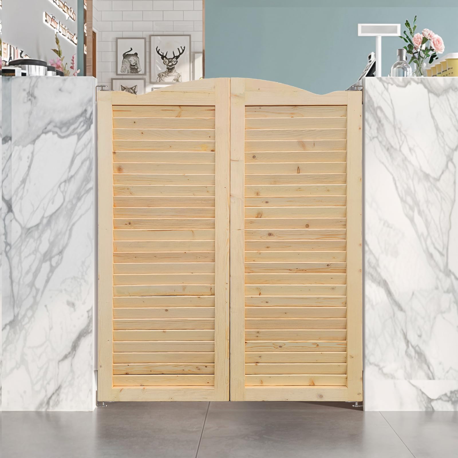 S&Z TOPHAND® 24in x 42in Swinging Louvered Cafe Doors,Solid Wood, Room ...