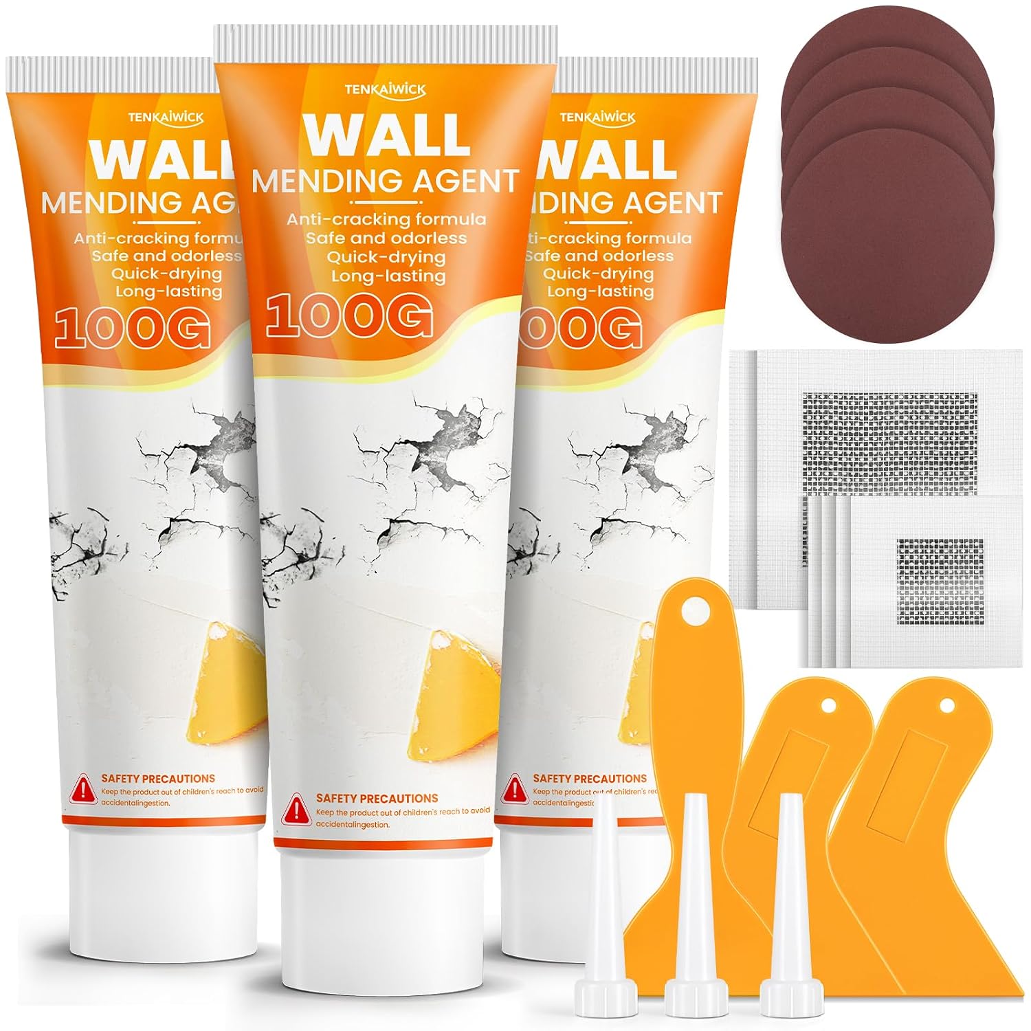 Drywall Repair Kit, 3 Pack Spackle, Wall Hole Filler,4 x 2/4 Inch Patch ...