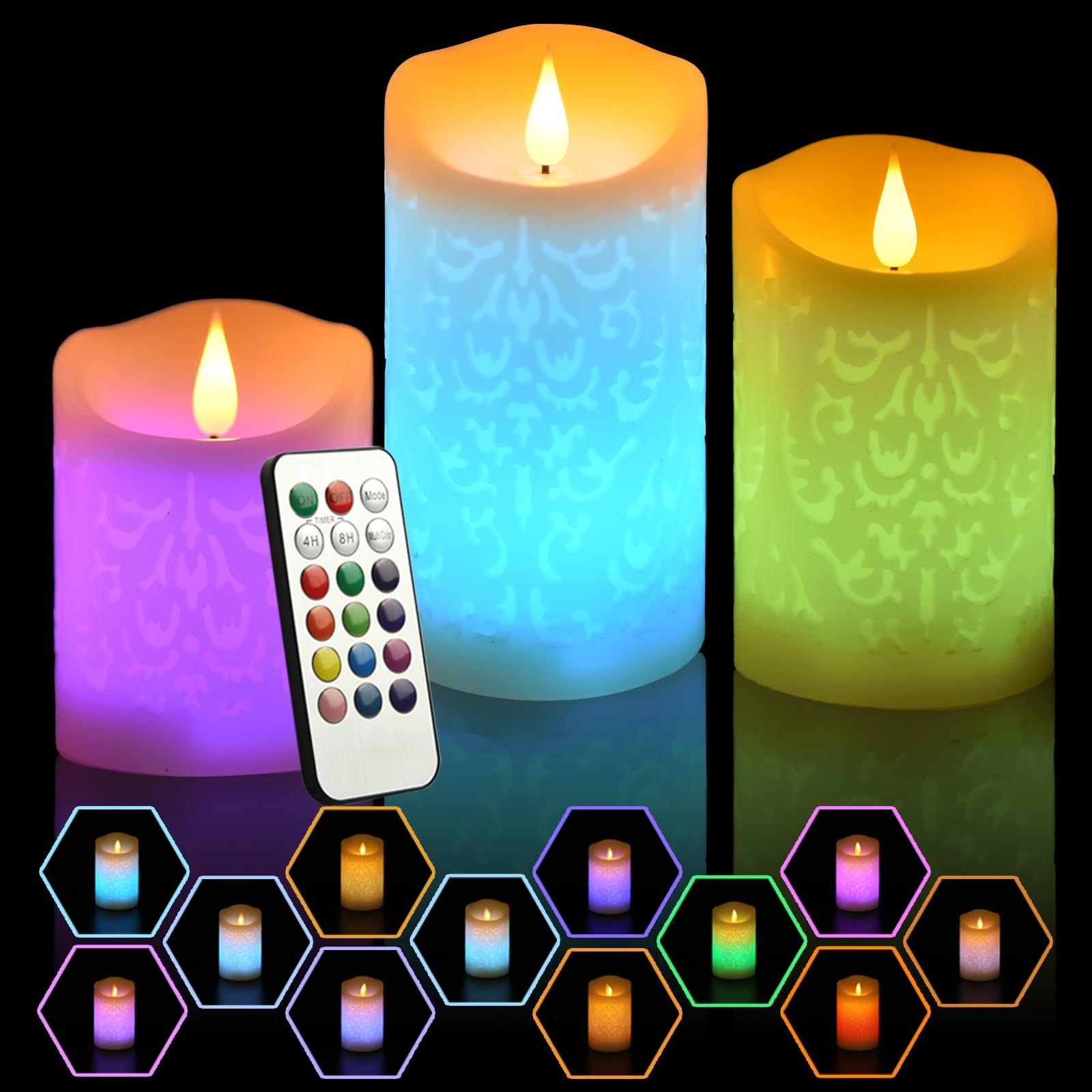 Amazon.com: ACROSS Color Changing Flameless Candles With Remote Control ...
