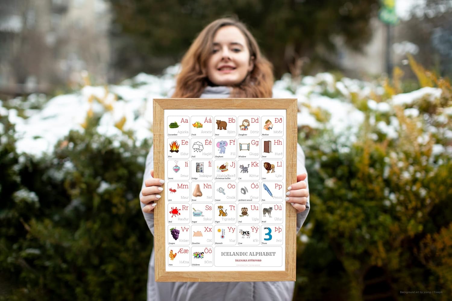 Amazon.com: ICELANDIC Alphabet POSTER Print With Words And English ...