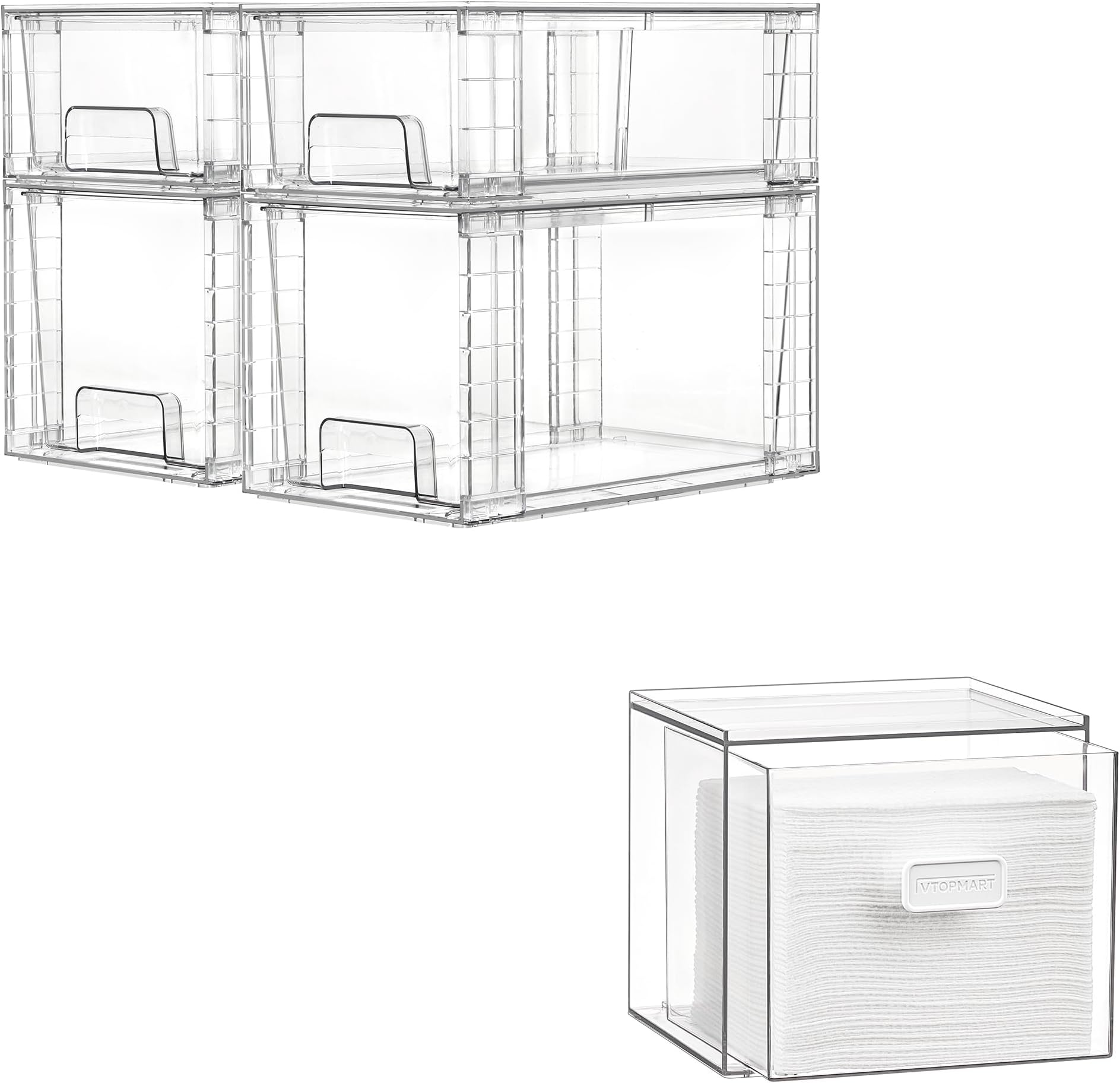 Amazon.com: Vtopmart 4 Pack Clear Stackable Storage Drawers and ...