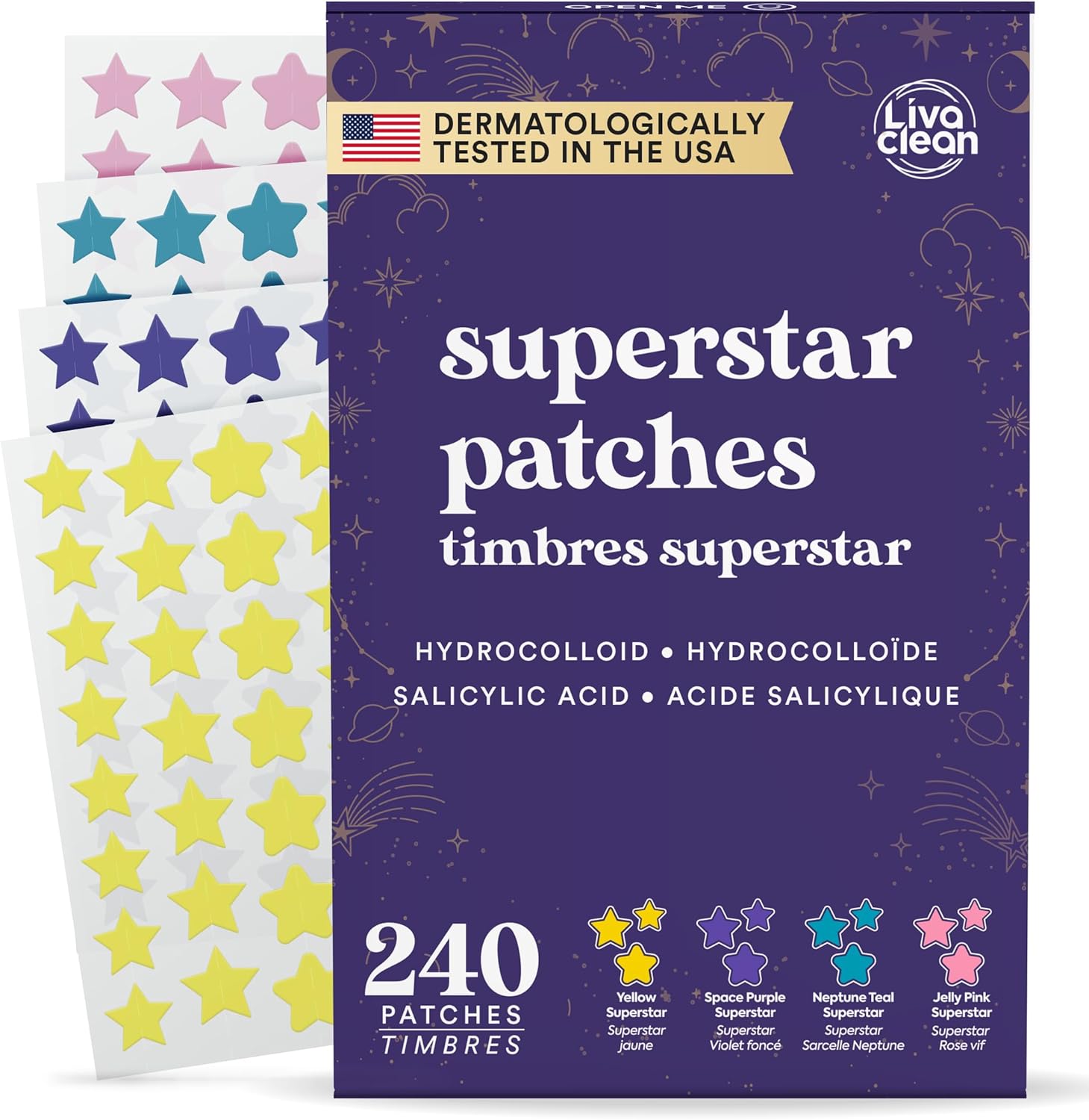 LivaClean 240 Count Mixed Colors Superstar Patches - Hydrocolloid ...