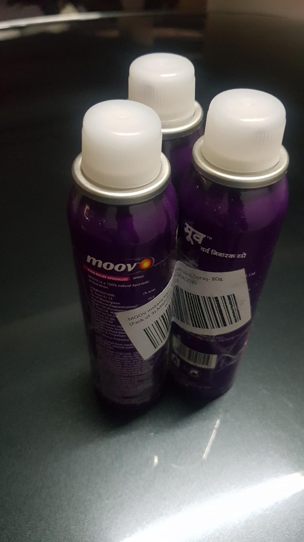 Moov Fast Pain Relief Spray - 80g (Pack of 3) | Suitable for Back Pain ...