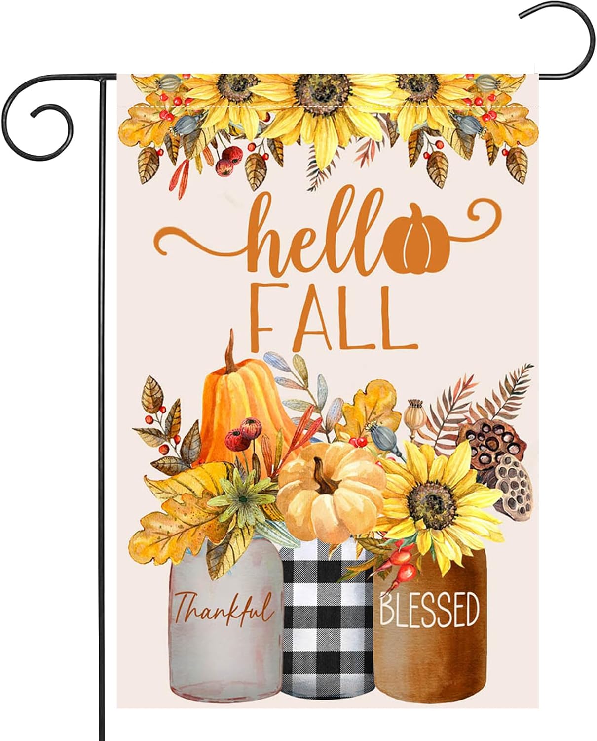 Amazon.com : Mocsicka Hello Fall Garden Flag 12 x 18 Inch Pumpkin ...