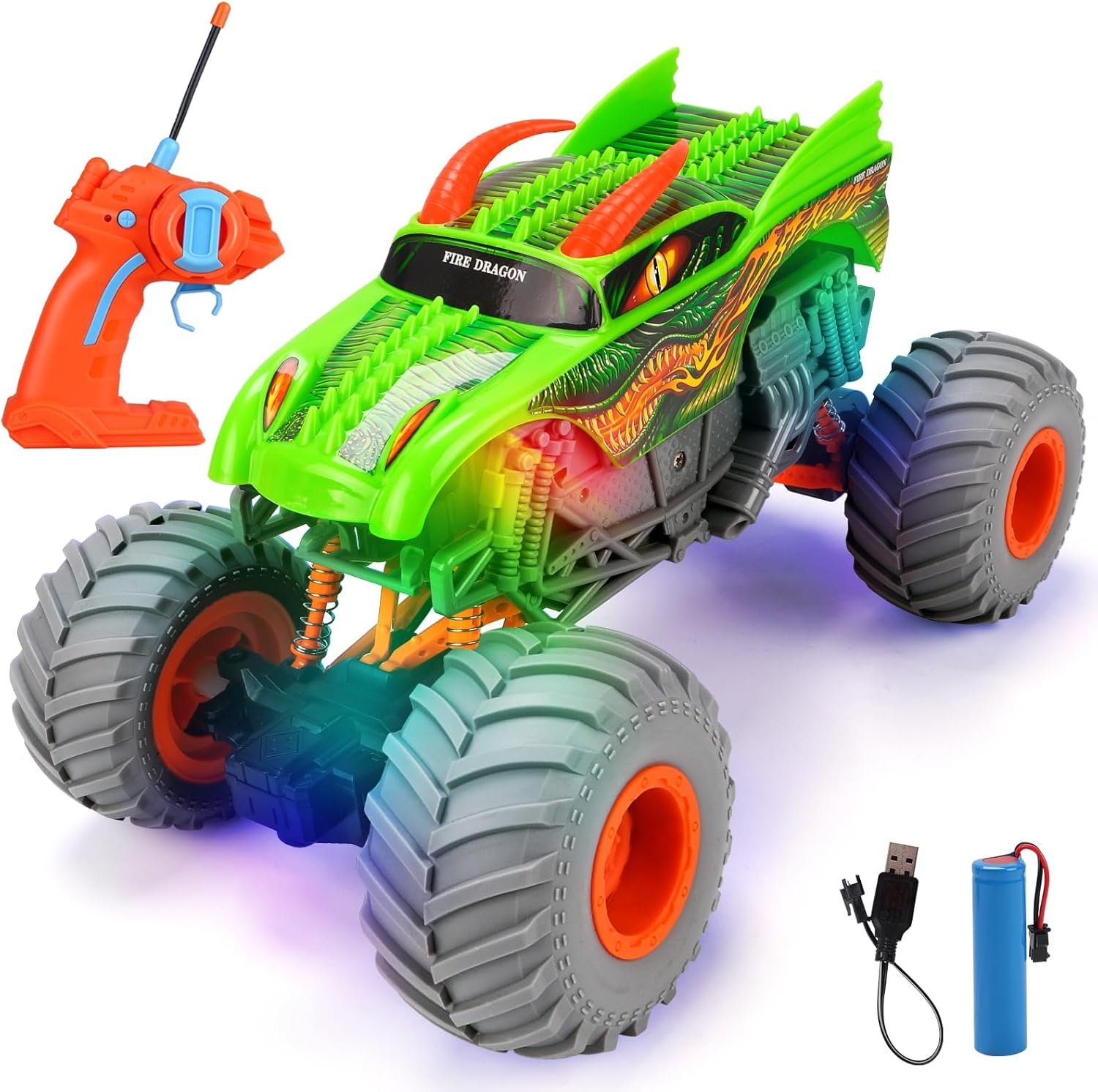 Qizebaby Remote Control Car, RC Cars Stunt Car Toy with Colorful Lights ...