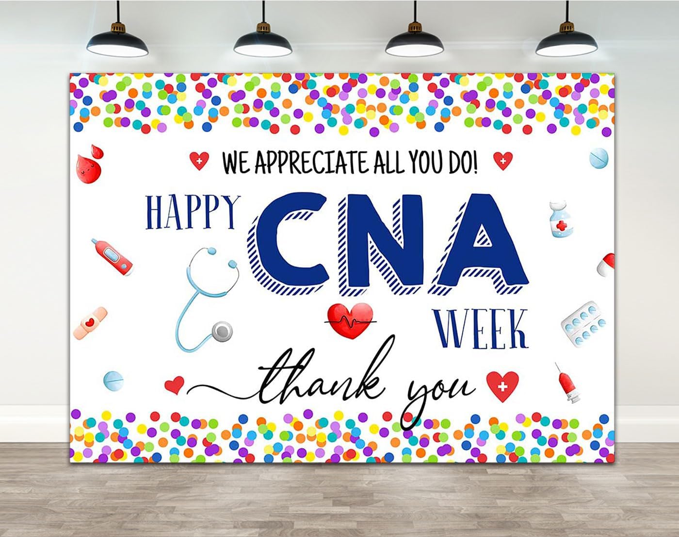 Amazon.com : Ticuenicoa 7x5ft Happy CNA Week Backdrop Thank You Banner ...