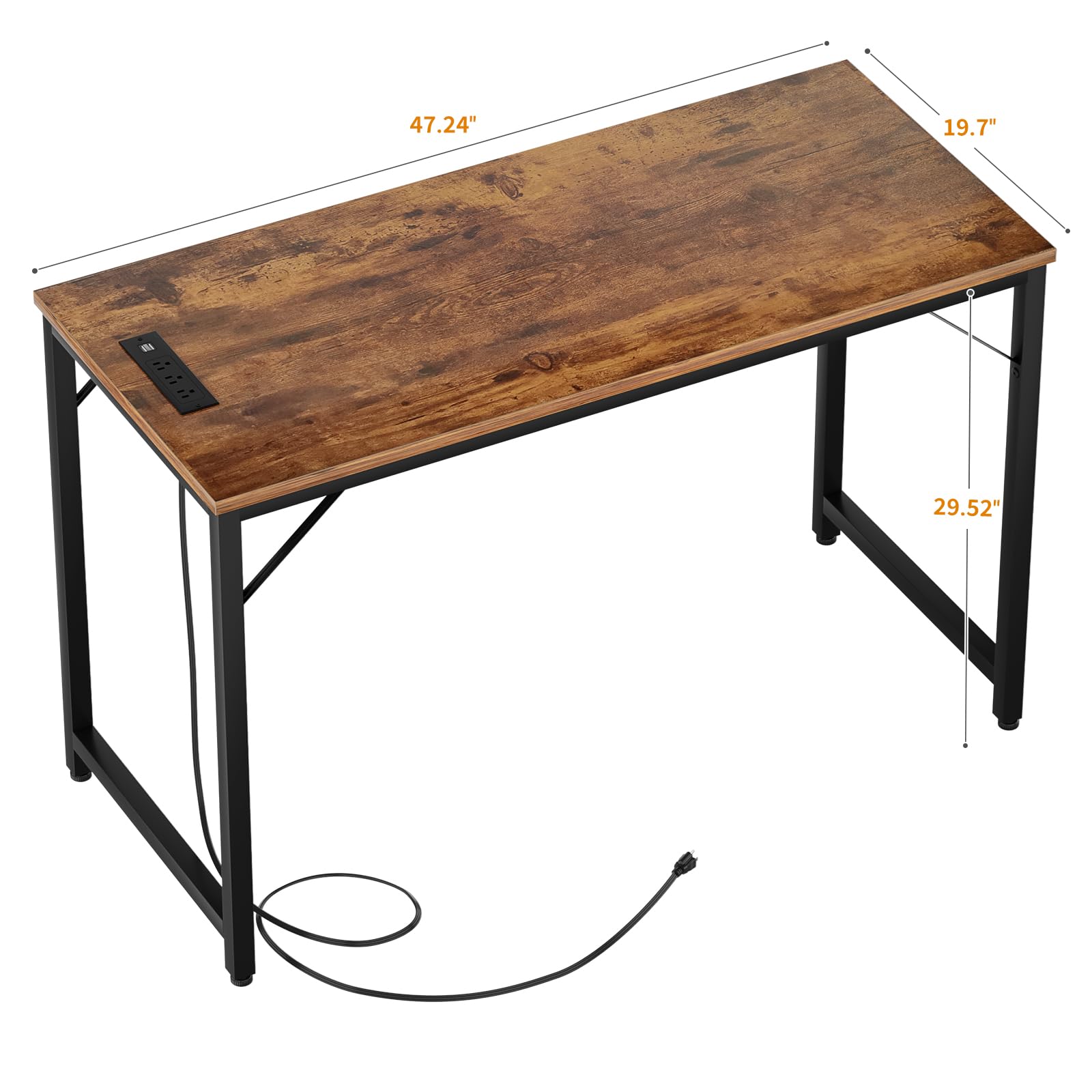iSunirm 47 Inch Computer Desk with Magic Power Outlets, Modern Office ...