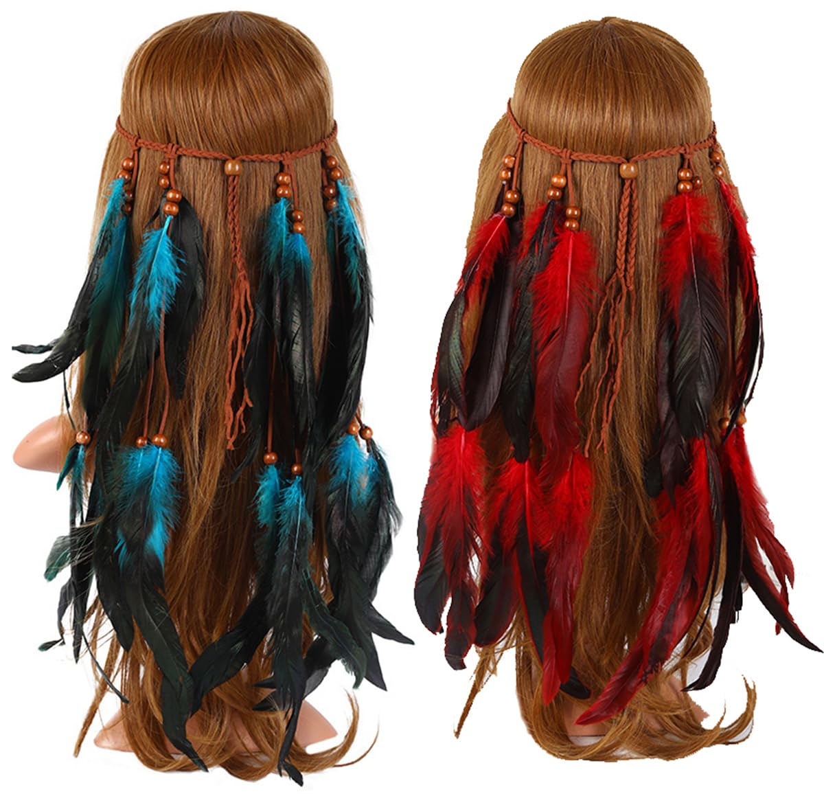 Amazon.com : 2Pcs Boho Sunflower Headband, Boho Feather Headbands ...