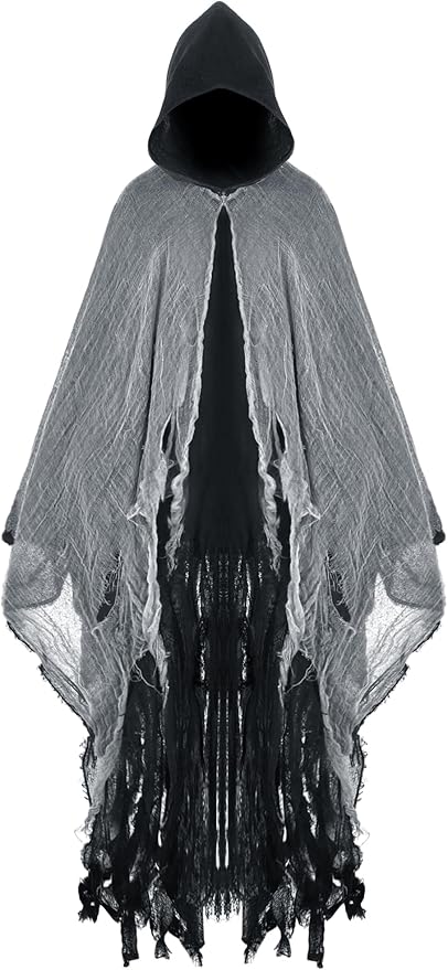 Amazon.com: Geyoga Grim Reaper Costume Scary Hooded Cape Witch Costume ...