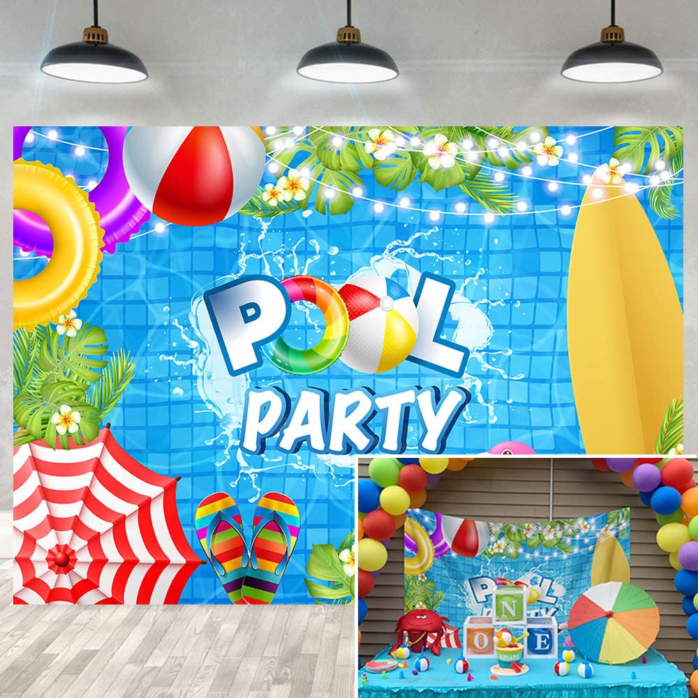 Buy GYA Pool Party Summer Backdrop Kids Pool Party Supplies Swimming ...