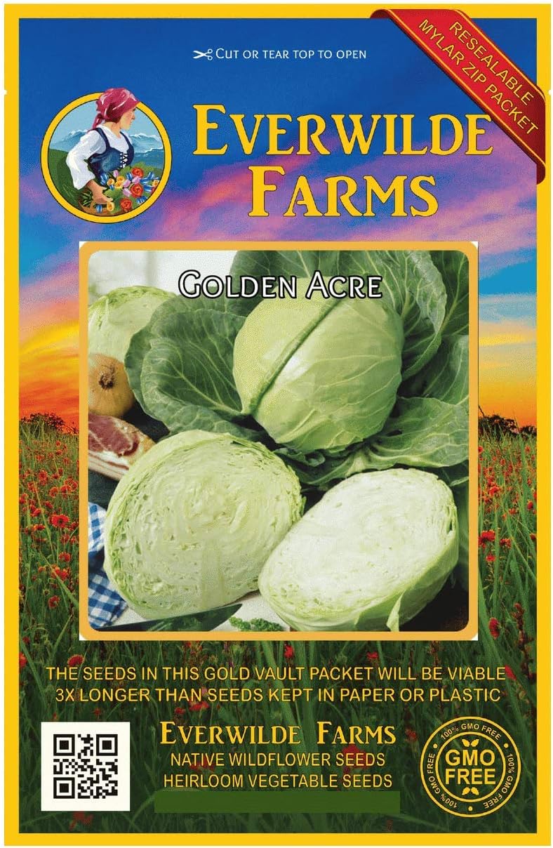 Amazon.com : Everwilde Farms - 500 Golden Acre Cabbage Seeds - Gold ...