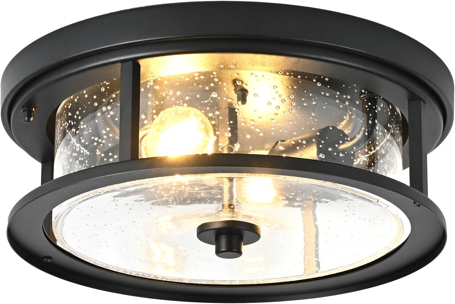 odorpower Black Ceiling Light Fixtures Flush Mount Light, 2 Bulb with ...