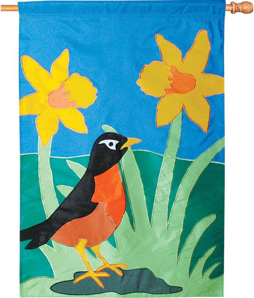 Amazon.com : Premier Kites 52111 House Applique Flag, Spring Robin, 28 ...