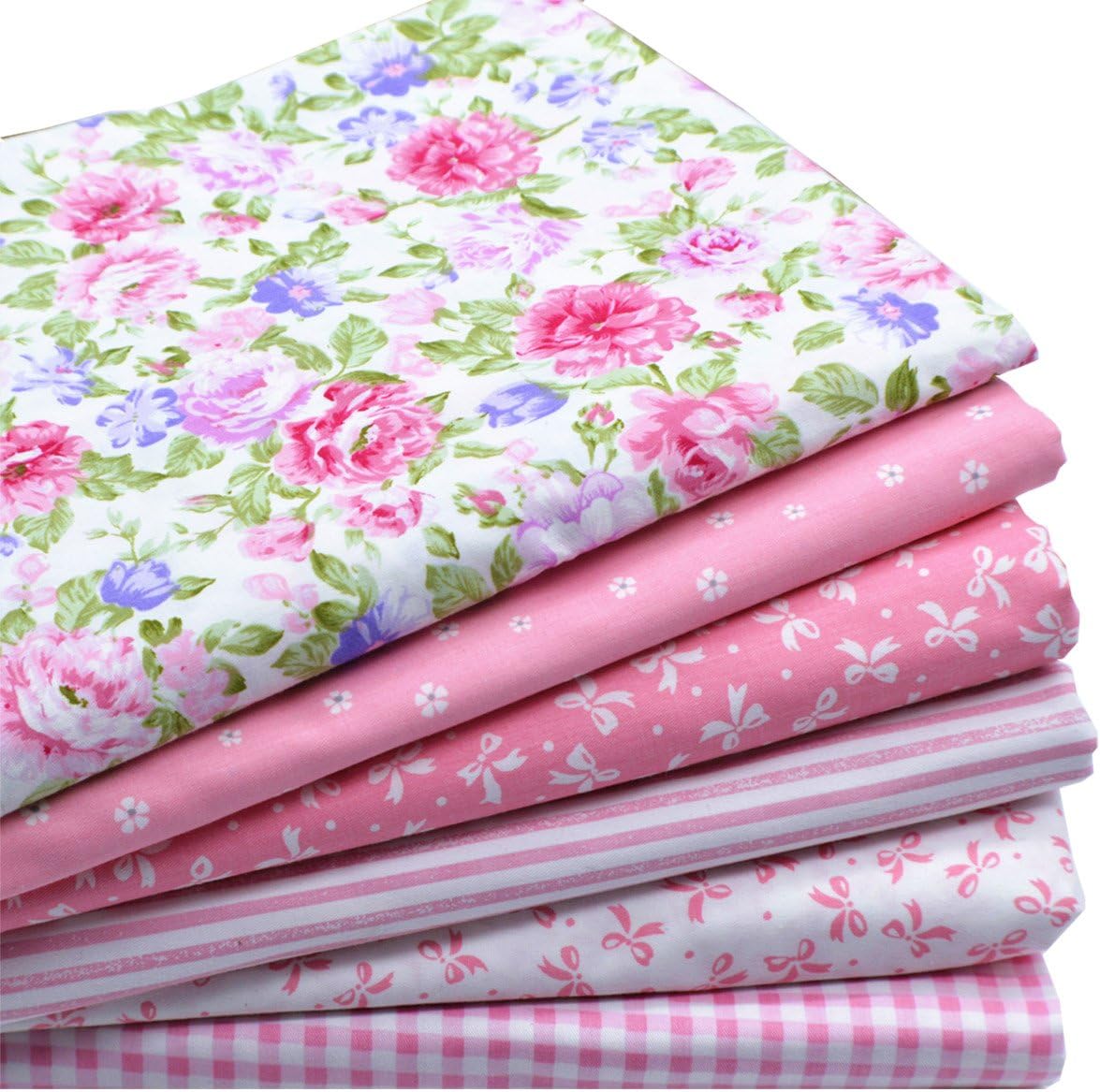 Amazon.com: iNee Pink Fat Quarters Fabric Bundles, Quilting Fabric for ...