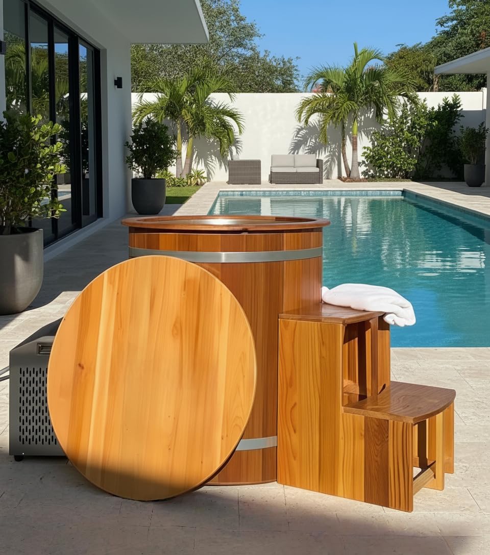 Amazon.com: AURGOD Cold Plunge Barrel Tub, Canadian Red Cedar Insulated ...