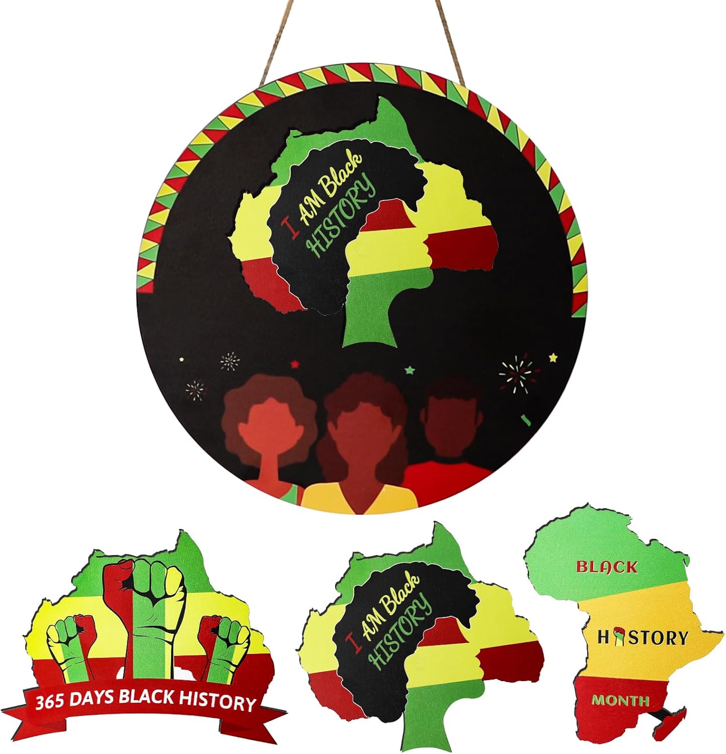 Amazon.com : Black History Month Welcome Door Sign Decorations with 3 ...