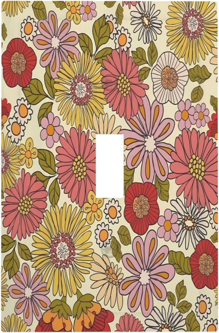 Boho Flower Mid Century Bohemian 1 Gang Light Switch Cover Single ...