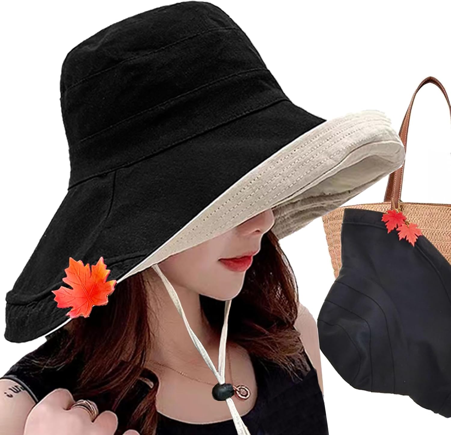 black sun hats for women uv protection spf large bucket hats upf hats ...