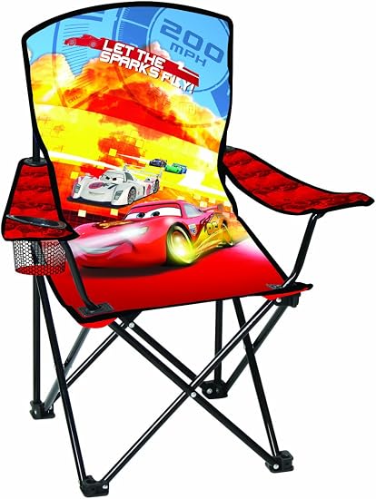 Amazon.com: Disney Youth Cars Folding Chair with Armrest and Cup Holder ...
