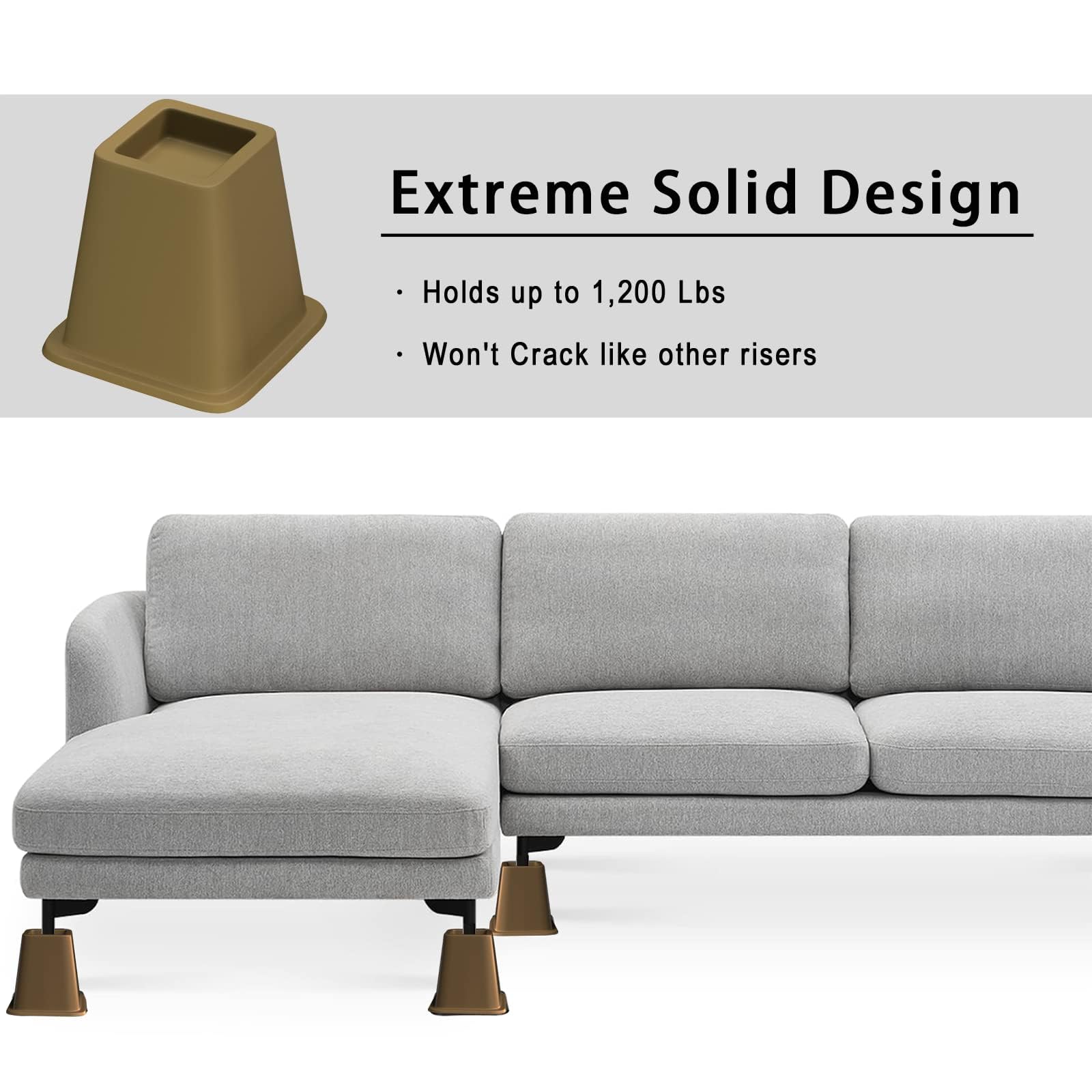 Lufia Bed Furniture Risers, 6 Inch Heavy Duty Bed Lifts Risers for Sofa ...