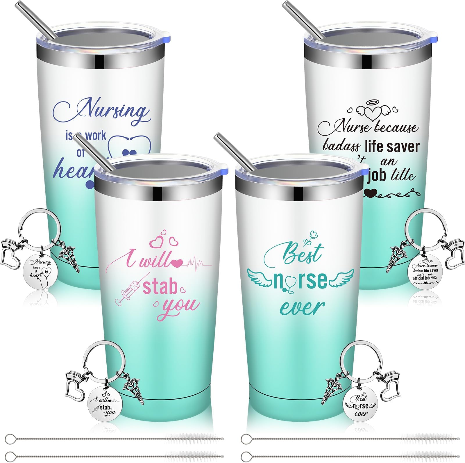 Amazon.com | Sabary 4 Pieces Nurse Gift 20 oz Nurse Tumbler with Lid ...