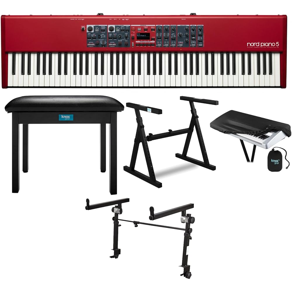 $116/mo - Finance Nord Piano 5 88-Key Digital Piano (Red) Bundle with Flip-Top Piano Bench ...