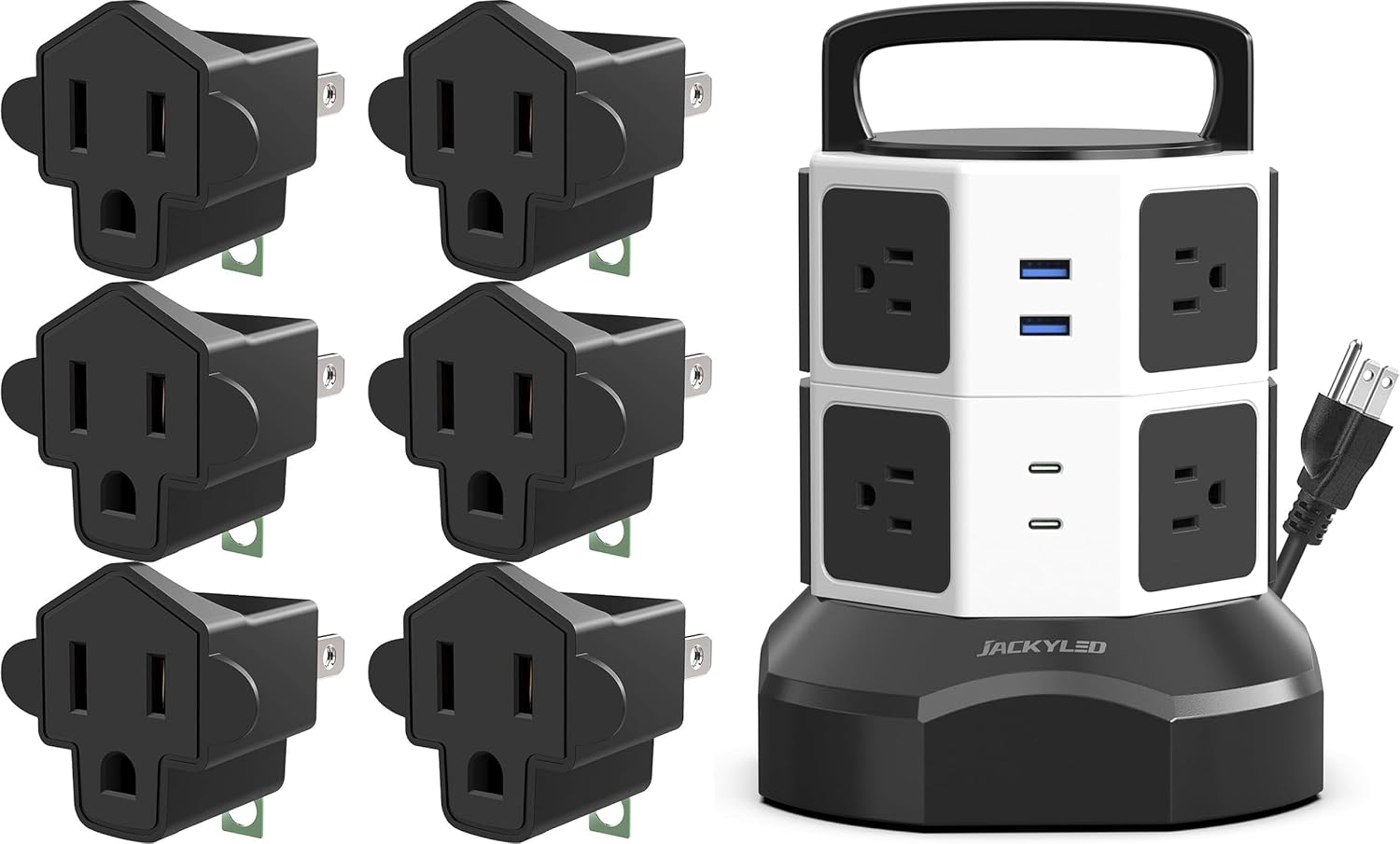 2-3 Prong Polarized Grounding Adapter JACKYLED ETL Listed 2 Prong to 3 ...