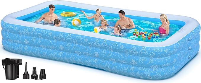 Amazon.com: Extra Large Inflatable Swimming Pool with Pump，Lylting 130 ...